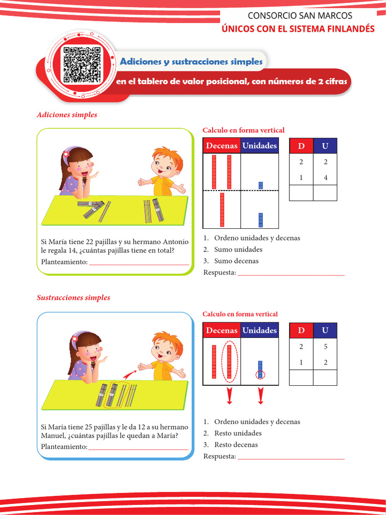 Adiciones y Sustracciones Simples para Niños | PDF | Sustracción