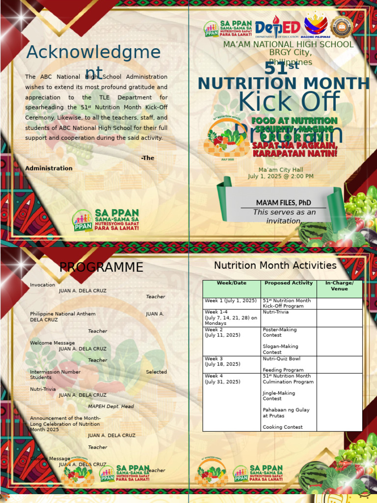 51st Nutrition Month Kick-Off Event | PDF