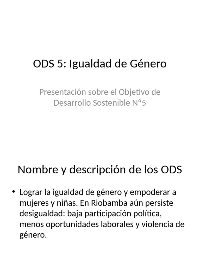 Presentacion ODS5 IgualdadGenero | PDF