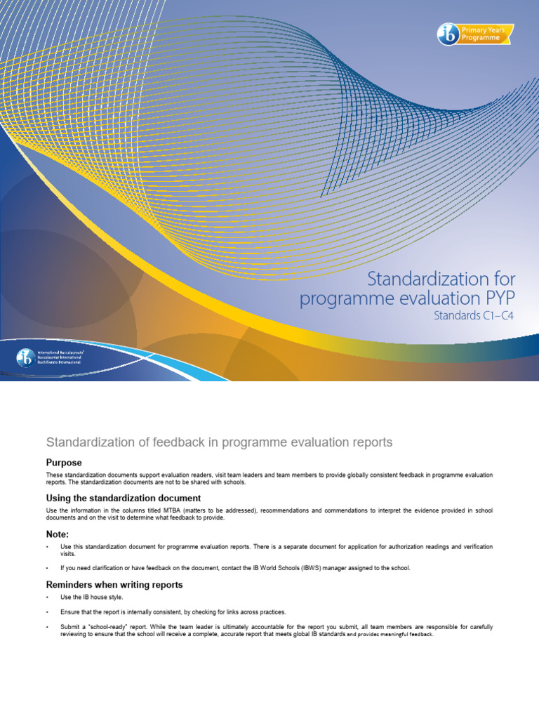 PYP Evaluation Process Standardization | PDF | Educational Assessment ...