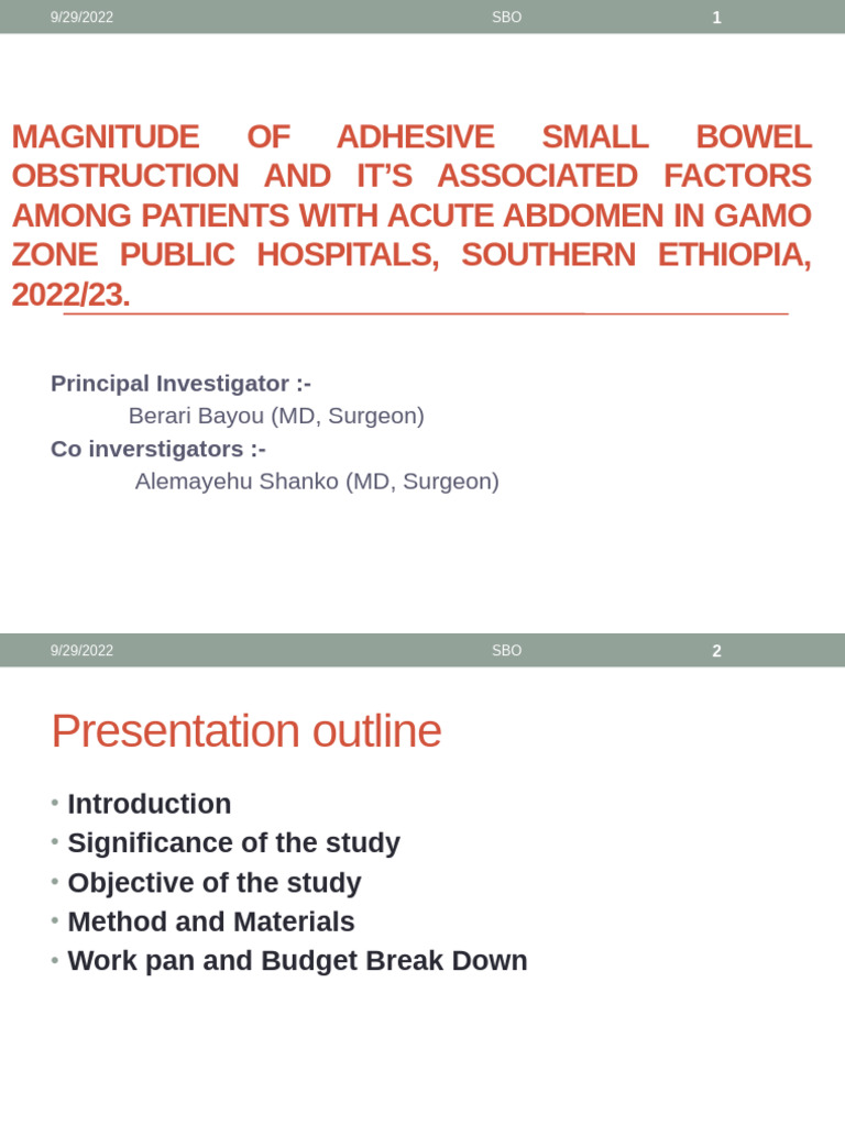 Adhesive SBO Proposal | PDF | Medical Specialties | Medicine