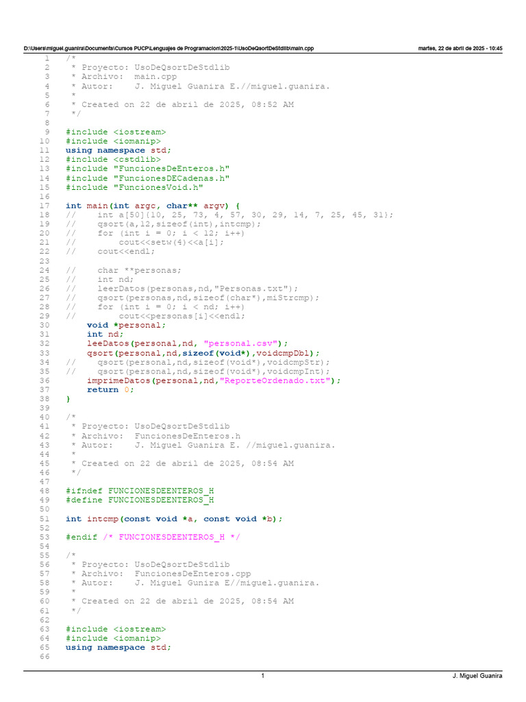 Utilizar Qsort CMP | PDF | Programación de computadoras | Ingeniería de software