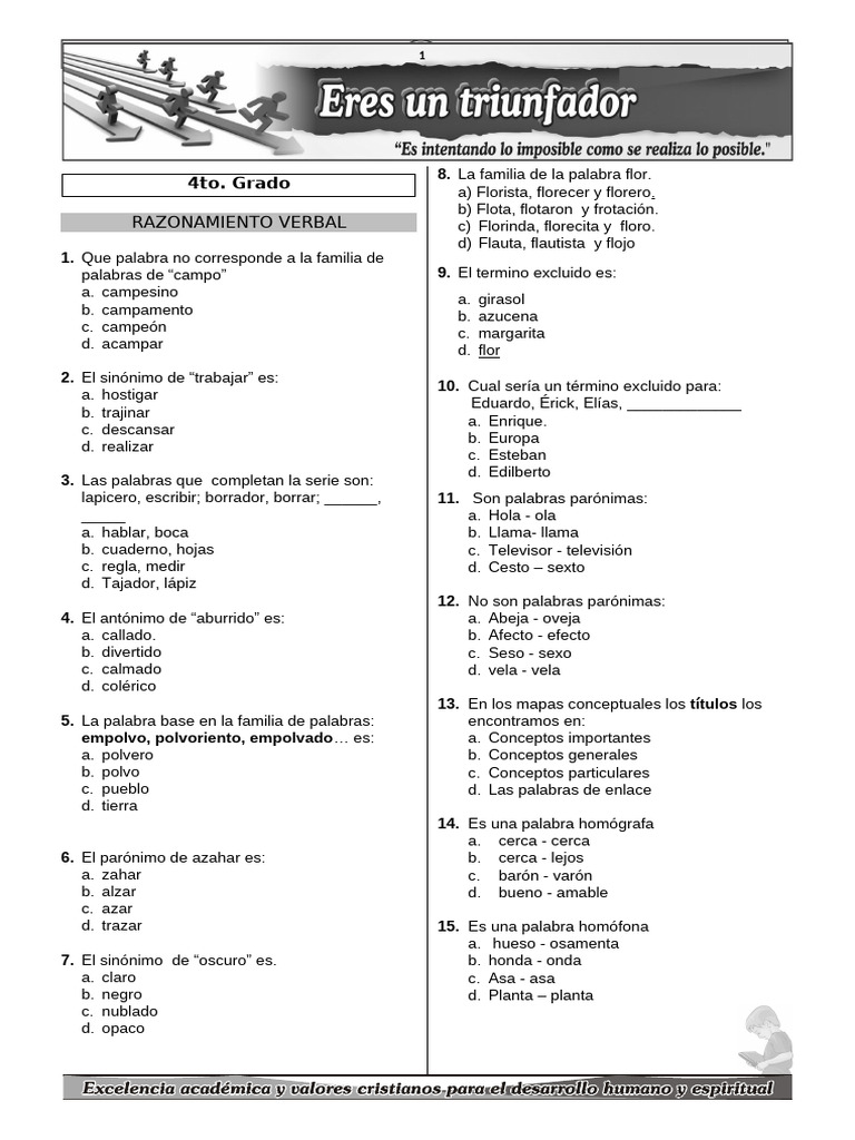 4to. Grado - Simulacro I 2024 | PDF