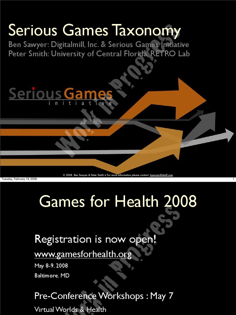 Serious Games Taxonomy 2008 | PDF | Visualization (Graphics) | Video Games