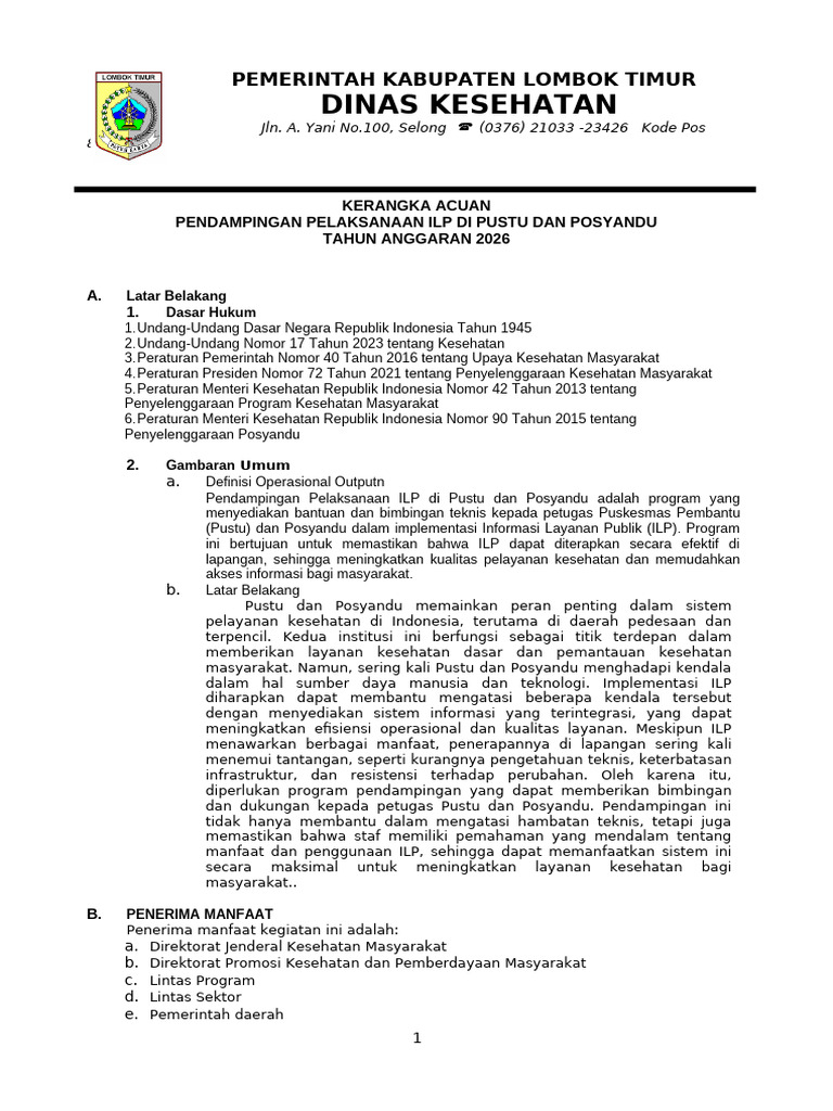 Pendampingan ILP di Pustu dan Posyandu | PDF