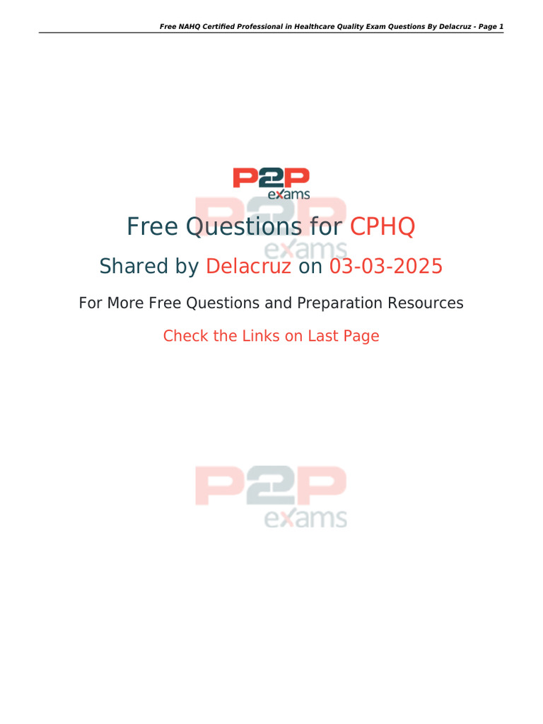 NAHQ CPHQ Exam Questions Overview | PDF | Strategic Planning ...