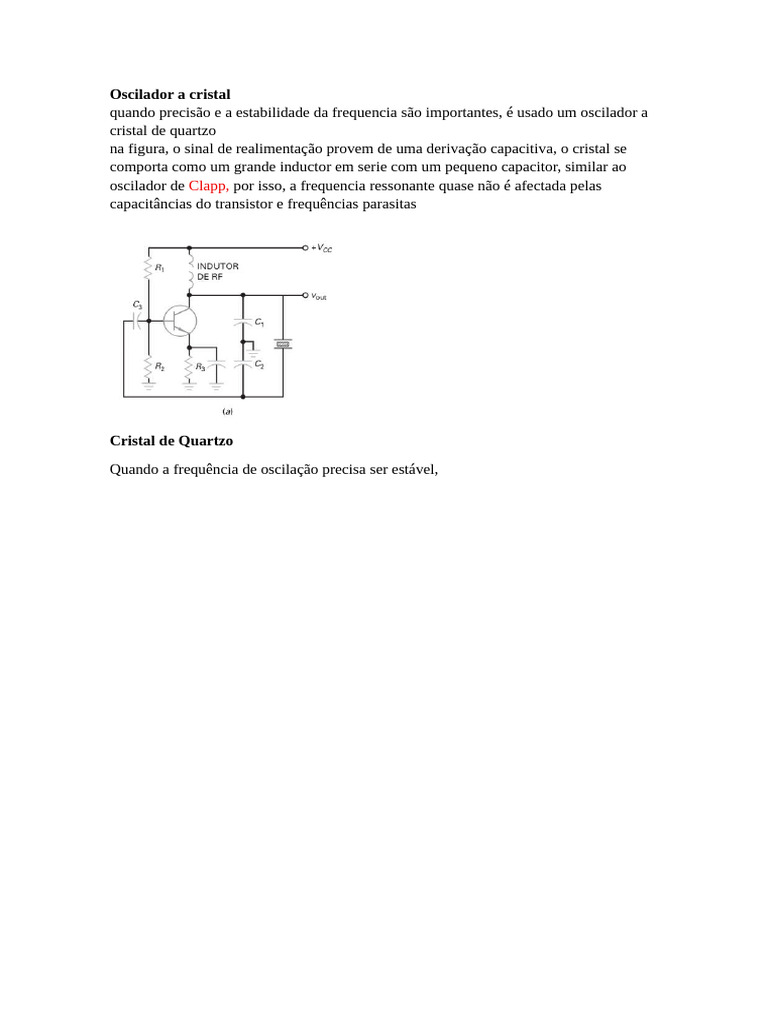 Oscilador a Cristal e Clapp | PDF