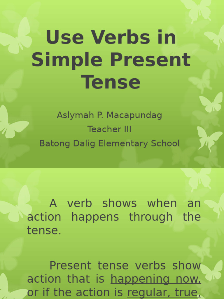 Using Verbs in Simple Present Tense | PDF | Verb | Language Families