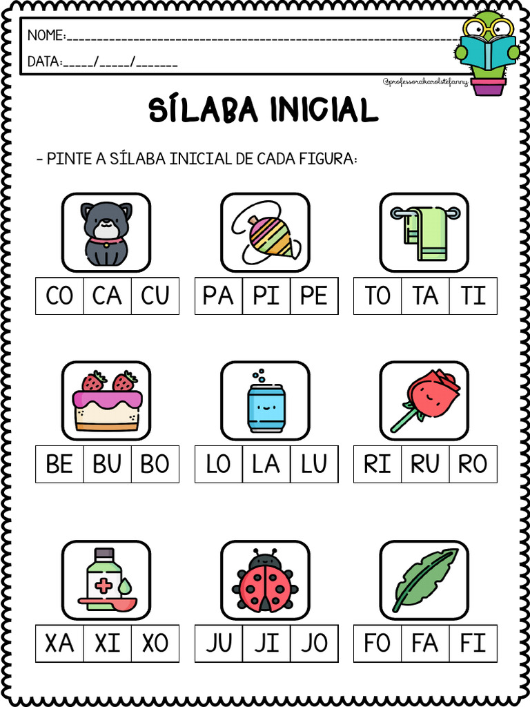 Atividade de Sílaba Inicial para Crianças | PDF