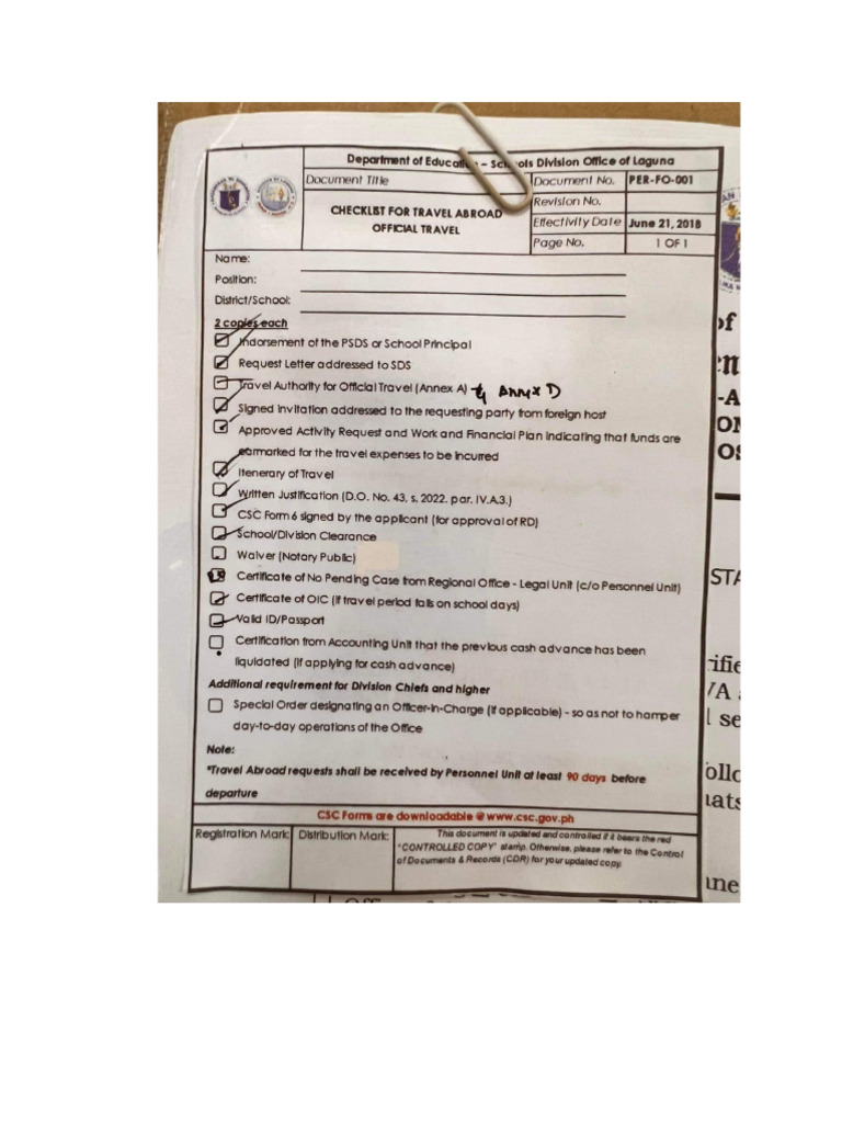 Travel Abroad Checklist | PDF