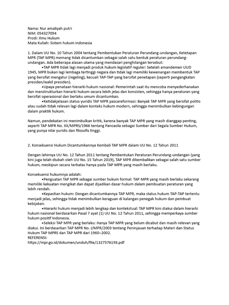 TAP MPR dalam Hukum Indonesia Modern | PDF