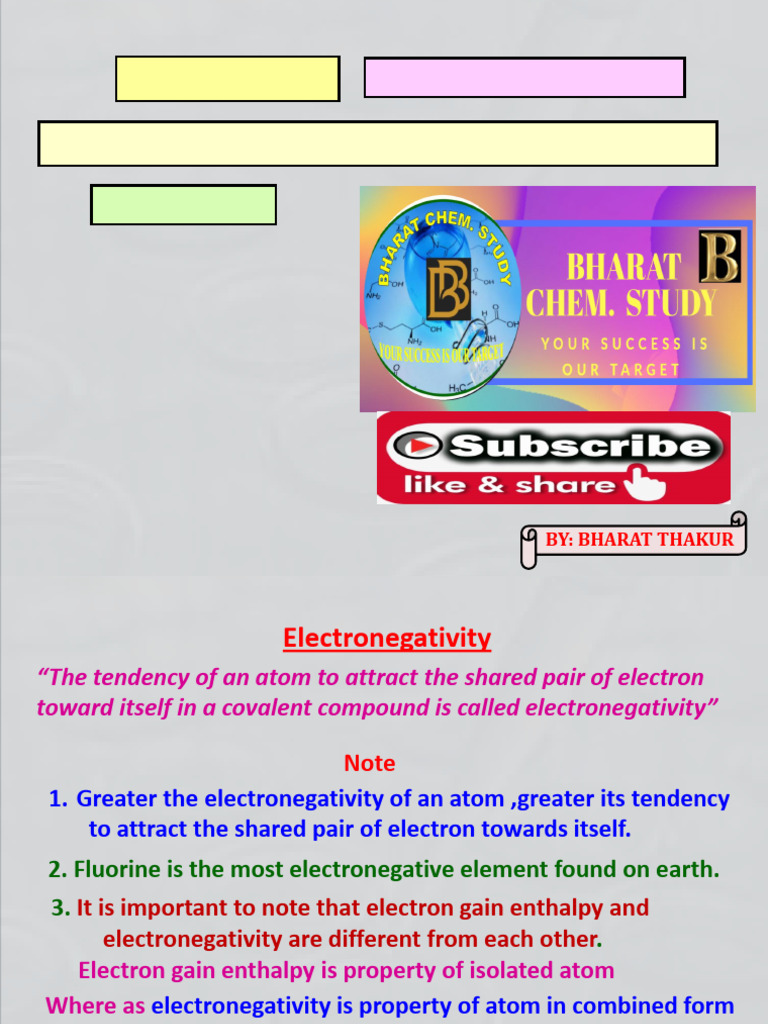 (Part 7) Electronegativity | PDF | Covalent Bond | Atoms