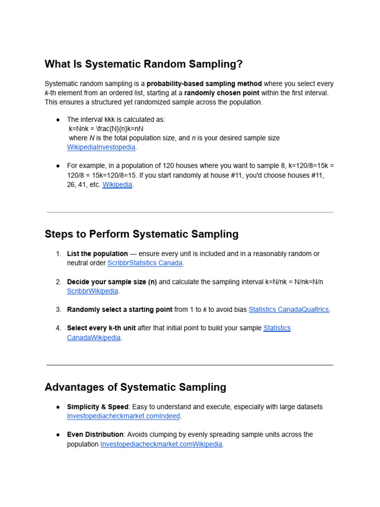 Systematic Random Sampling - Summary | PDF | Sampling (Statistics) | Statistics