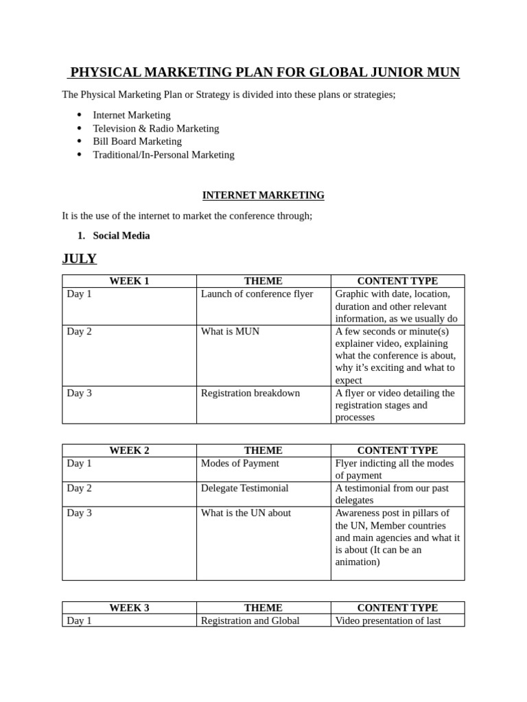 Global Junior MUN Marketing Plan | PDF