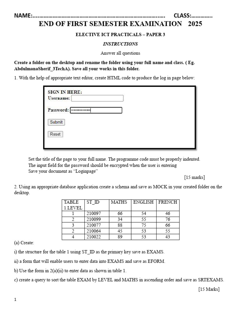 Elective Ict Parcticals 2025 SHS 3 First Term | PDF | Spreadsheet ...