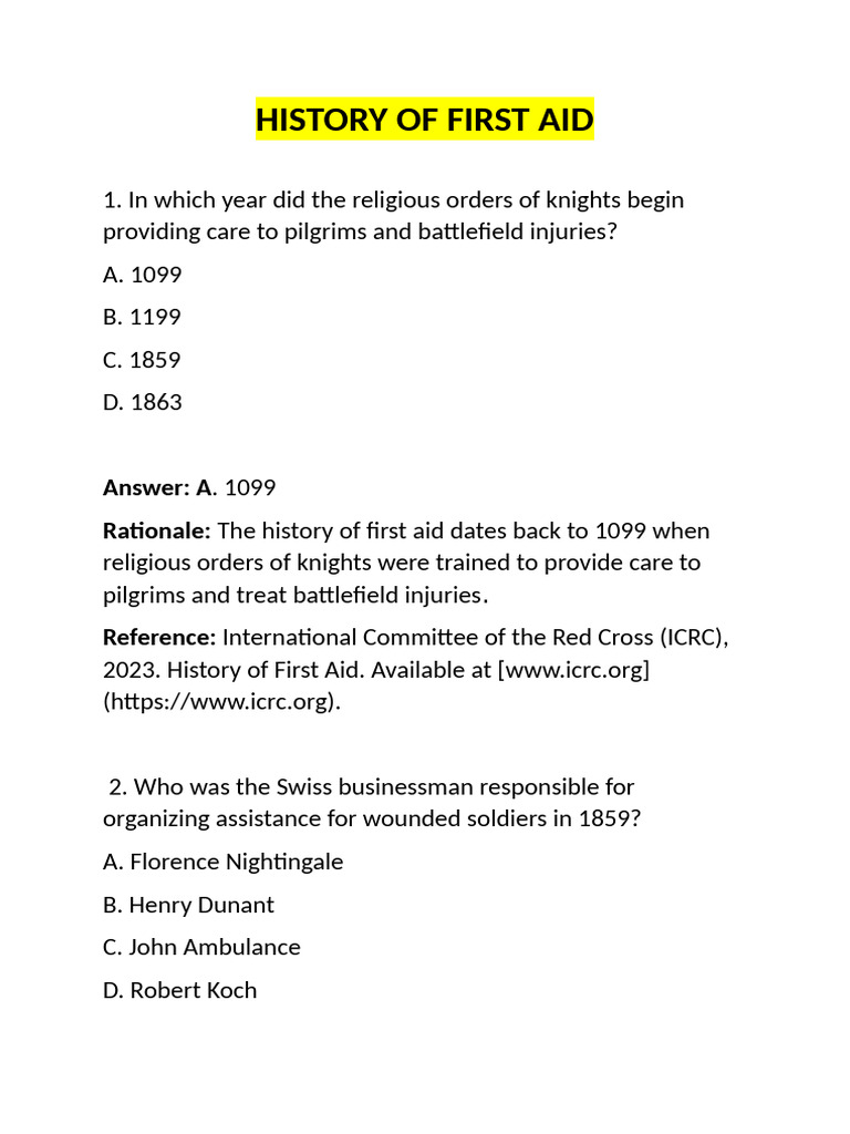 Founder of First Aid: Henry Dunant | PDF | International Red Cross And ...