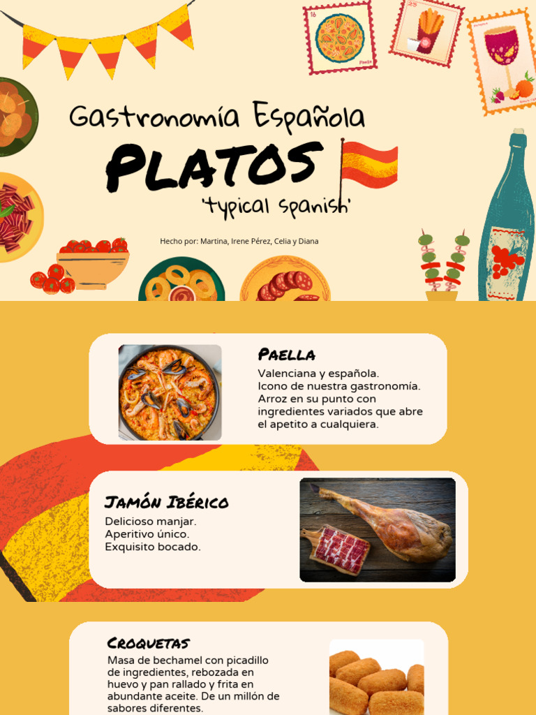 Presentación Gastronomía Española Platos España Dibujo Ilustración ...