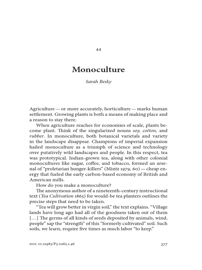 Besky, Sarah - Monoculture | PDF | Trees | Plantation