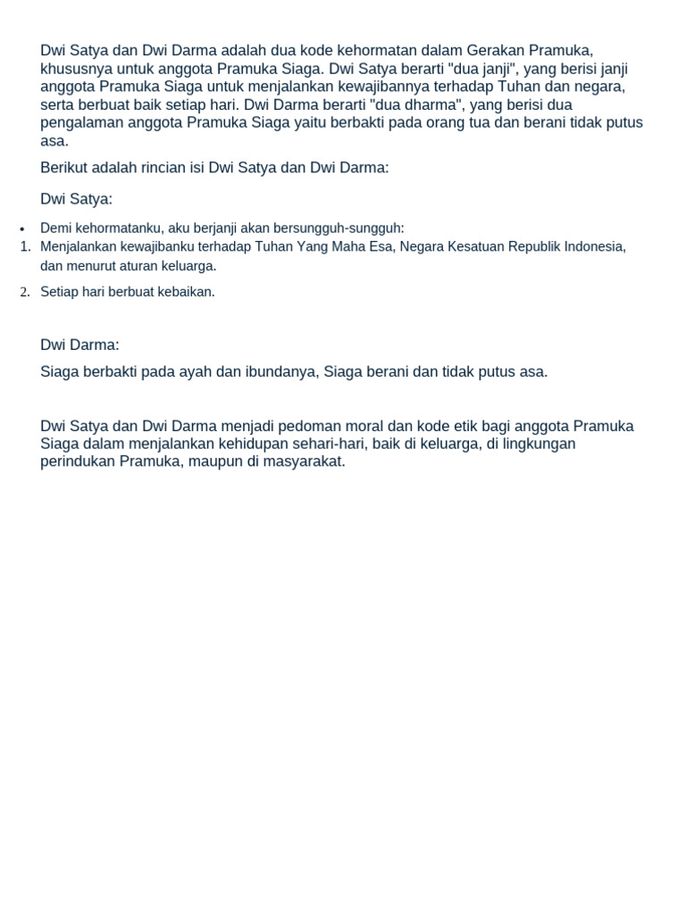 Dwi Satya Dan Dwi Darma | PDF