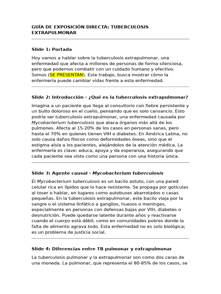 Tuberculosis Extrapulmonar: Guía Completa | PDF | Tuberculosis ...
