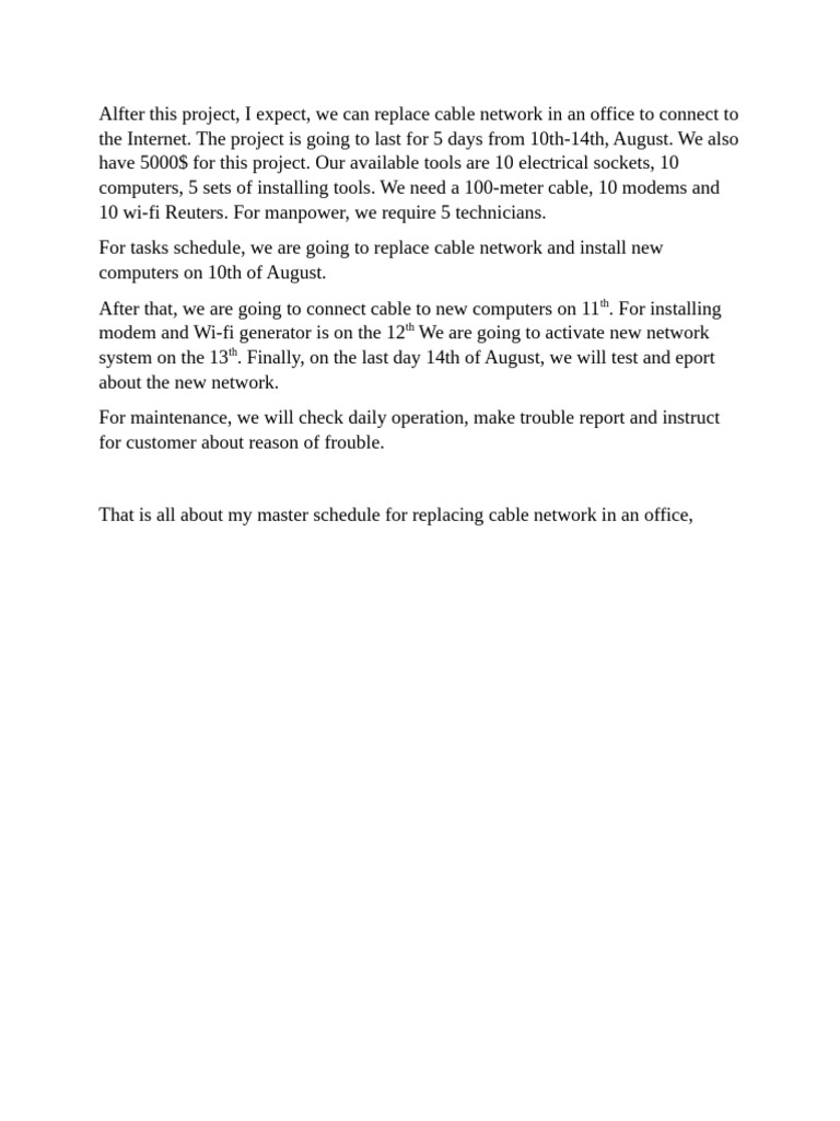 Office Cable Network Upgrade Plan | PDF