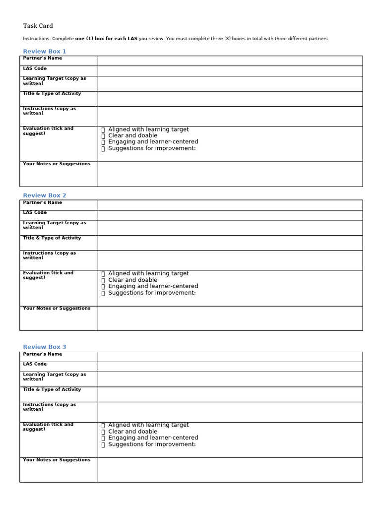 Hello LAS Goodbye Task Card A4 | PDF