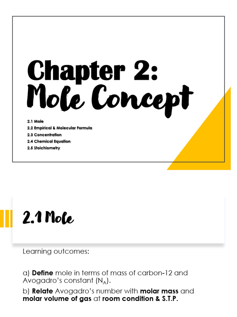 Dk014 Topic 2 - Mole Concept Edited Student Note | PDF | Mole (Unit ...