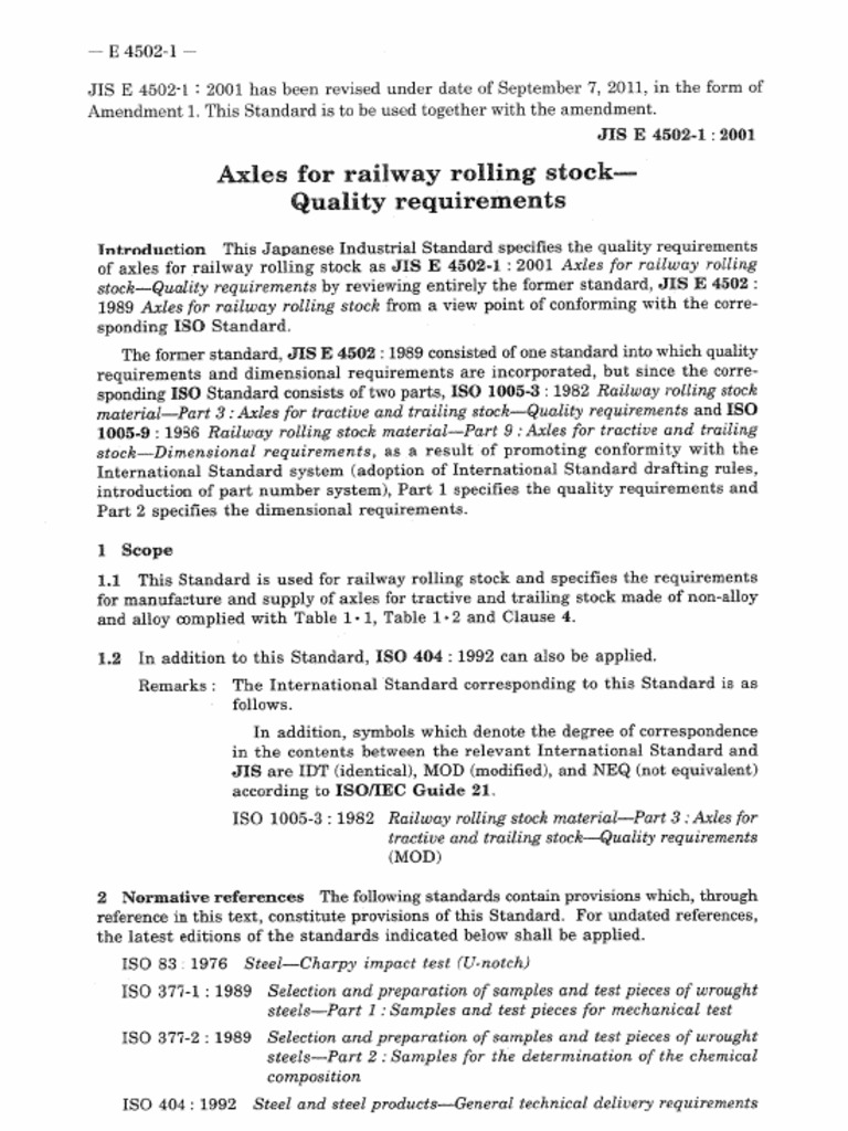 JIS E 4502-1 - 2001 | PDF