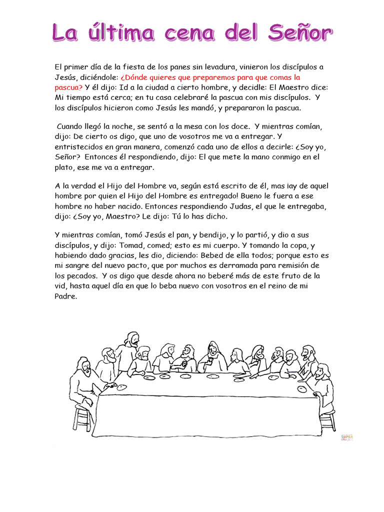 La Última Cena del Señor en el Evangelio | PDF