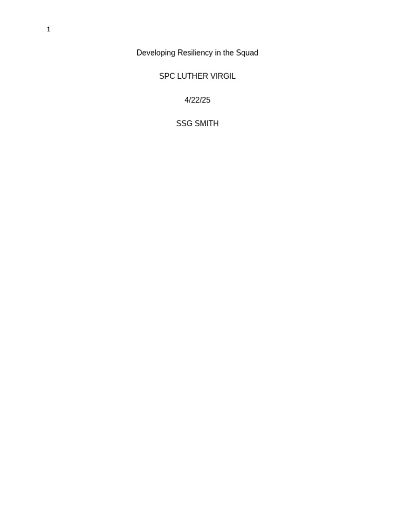 Building Resilience in Army Squads | PDF | Psychological Resilience ...