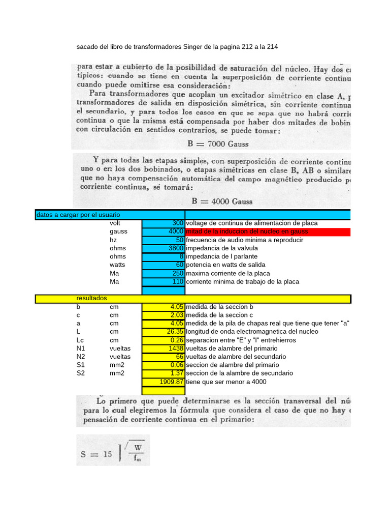 Calculo Trafo Salida | PDF | Ingeniería Electrónica | Ingenieria Eléctrica