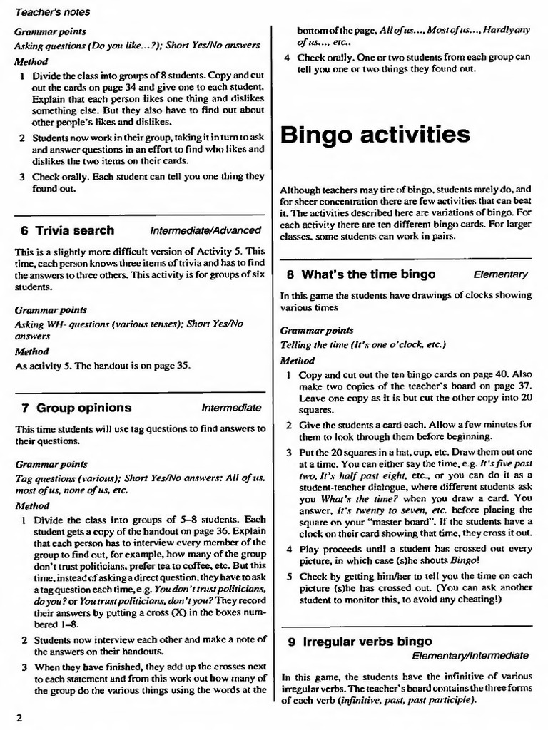 Grammar Games - #8 Telling The Time | PDF