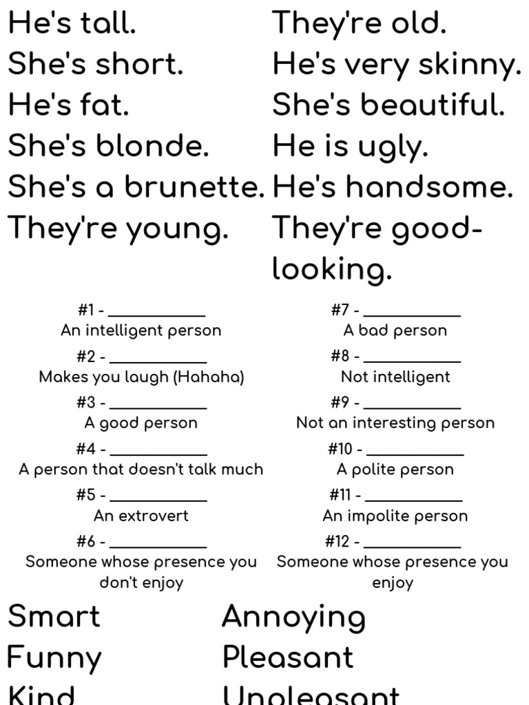 He's Tall. She's Short. He's Fat. | PDF