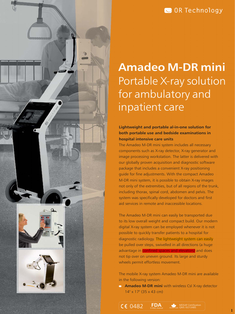 Portable Mobile X-Ray System Amadeo M-DR Mini | PDF | X Ray