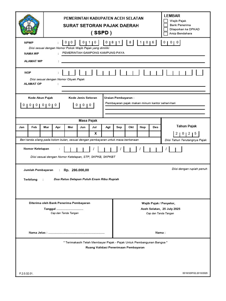 Contoh SKPKBT untuk Pembayaran Pajak | PDF
