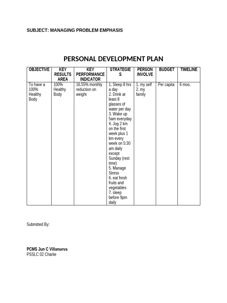 Personal Development Plan | PDF