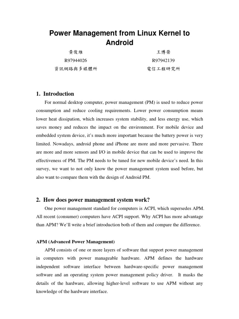 Power Management From Linux Kernel To Android | PDF | Android ...
