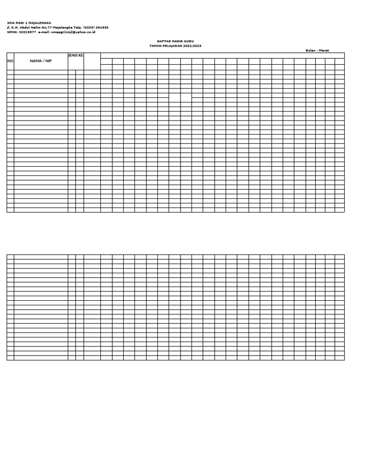 Absen Masuk-pulang 2022 Guru | PDF