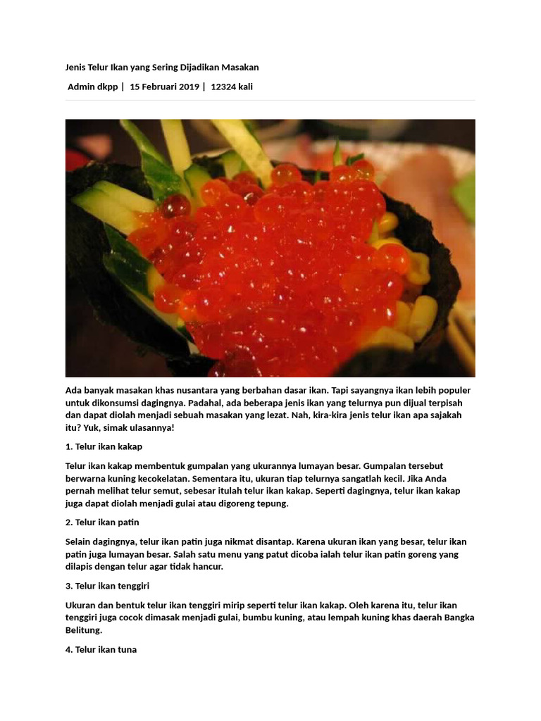 Telur Ikan Macam Macam | PDF