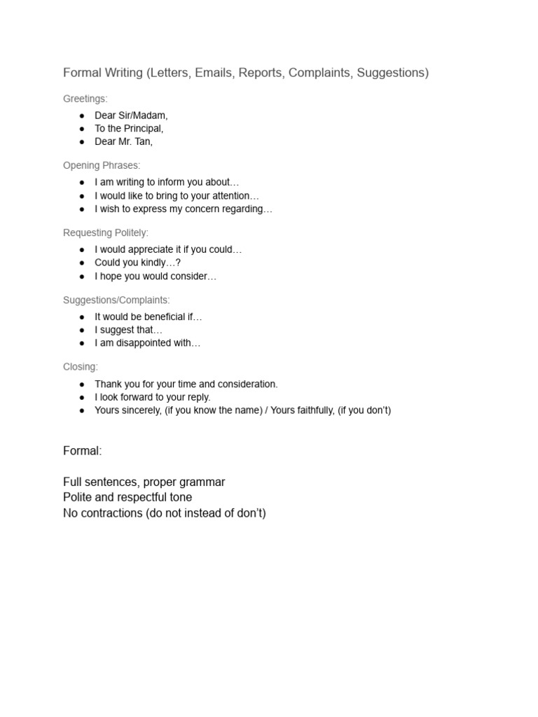 Formal Tips Writing | PDF