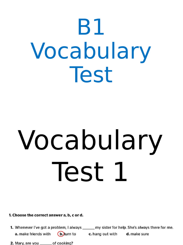 B1 Vocabulary Test | PDF