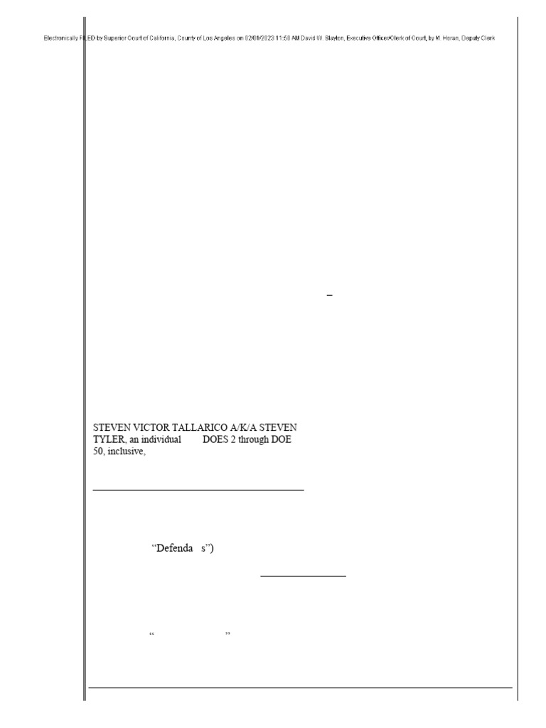Julia Misley vs. Steven Tyler Lawsuit | PDF | Intentional Infliction Of ...