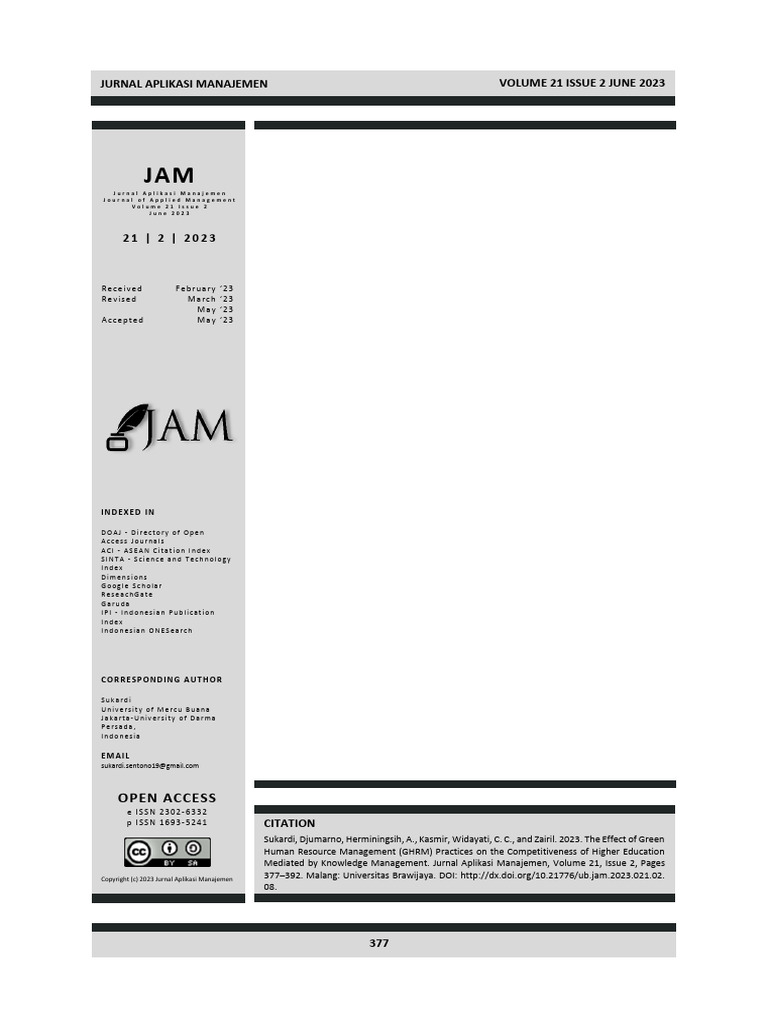 The Effect of GHRM Practice On The Competitiveness | PDF | Knowledge ...