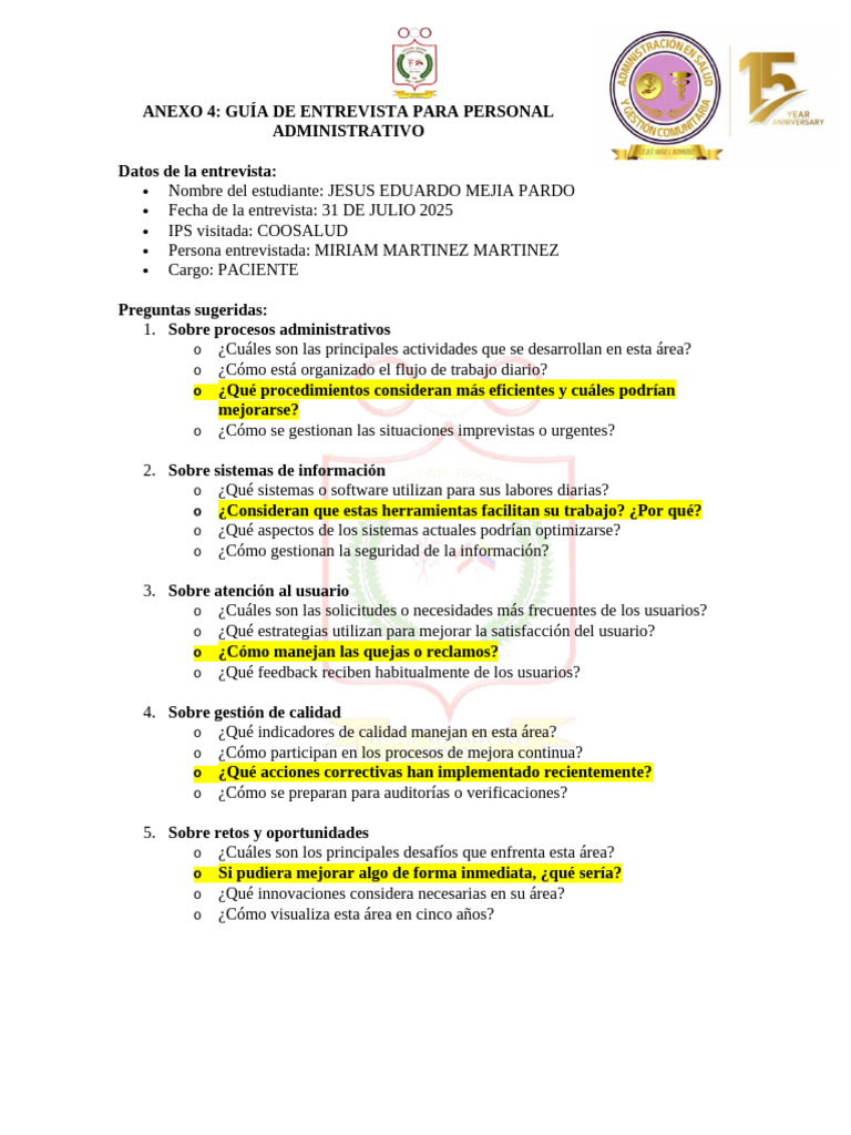 Anexo 4 | PDF | Sistema de manejo de calidad | Informática