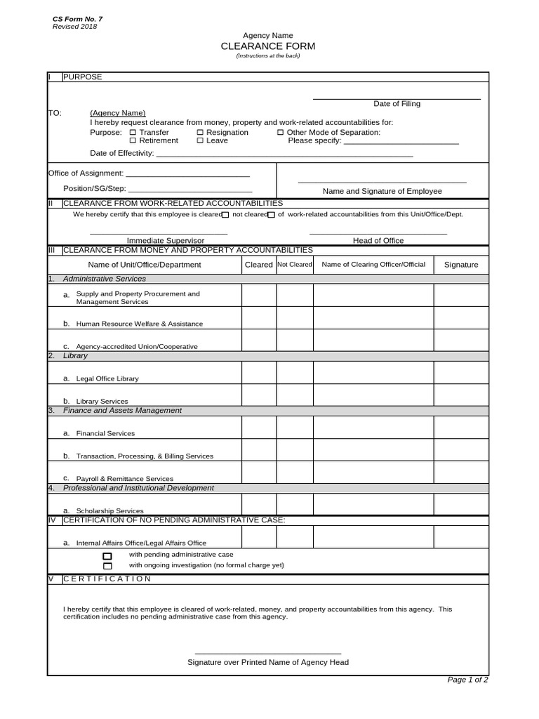 Employee Clearance Form Instructions | PDF | Government Information ...