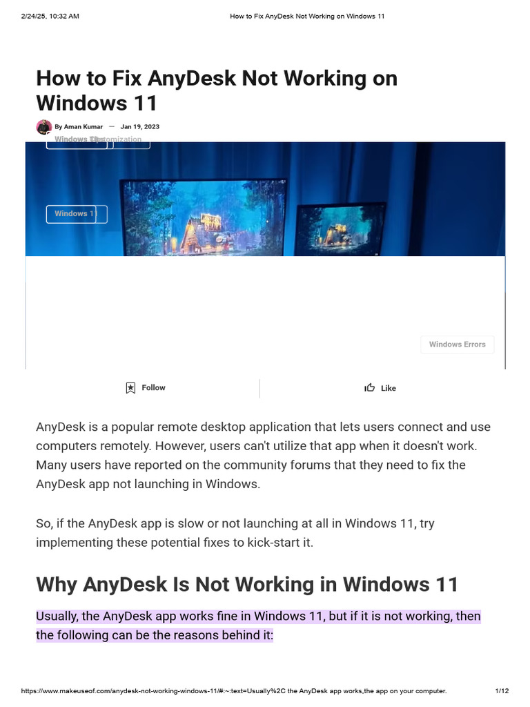 How to Fix AnyDesk Not Working on Windows 11 | PDF | Microsoft Windows ...