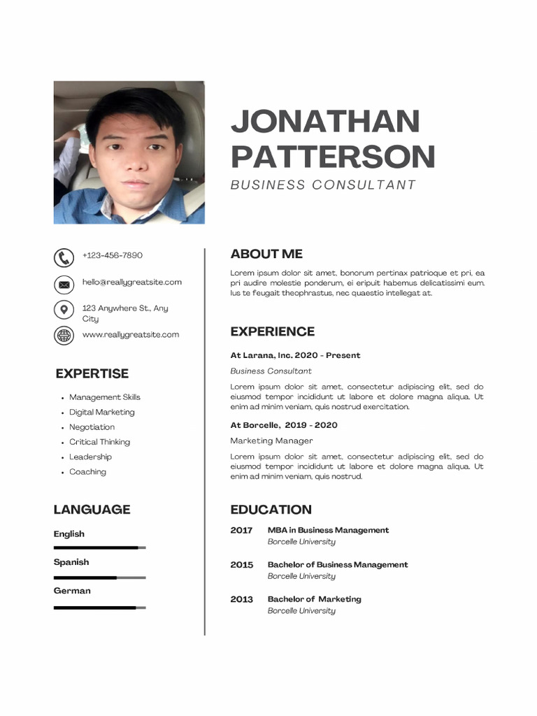 White and Dark Grey Minimalistic Profesional CV Resume - 20250814 ...