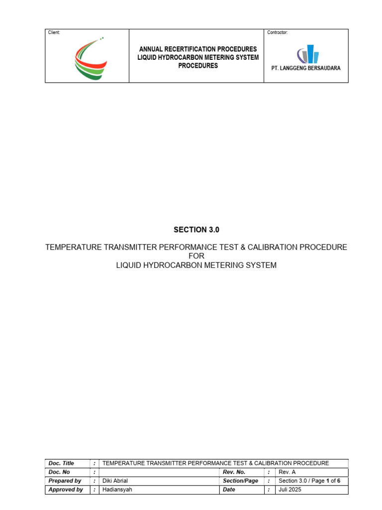 TT Calibration Procedure | PDF | Calibration | Electrical Engineering