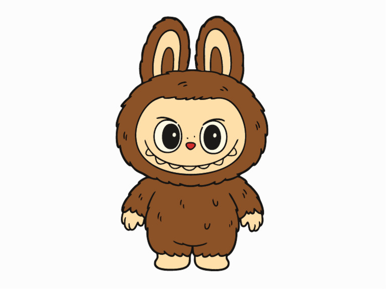 Brown Labubu Character in Bunny Costume Cute Cartoon Style Figure | PDF