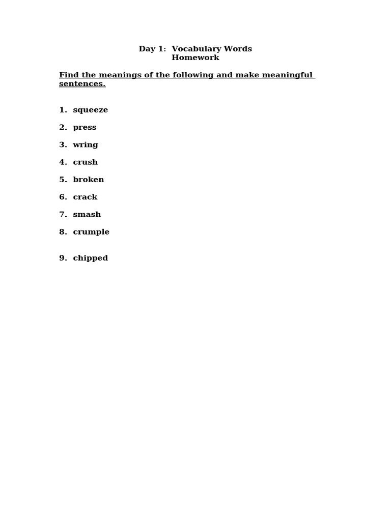 Day 1 Vocabulary Words | PDF